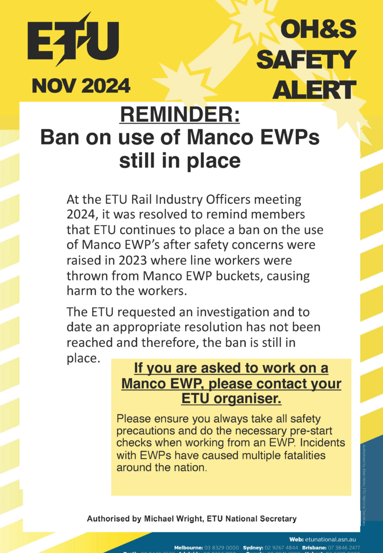 SAFETY ALERT: BAN ON USE OF MANCO EWP's STILL IN PLACE - Electrical ...